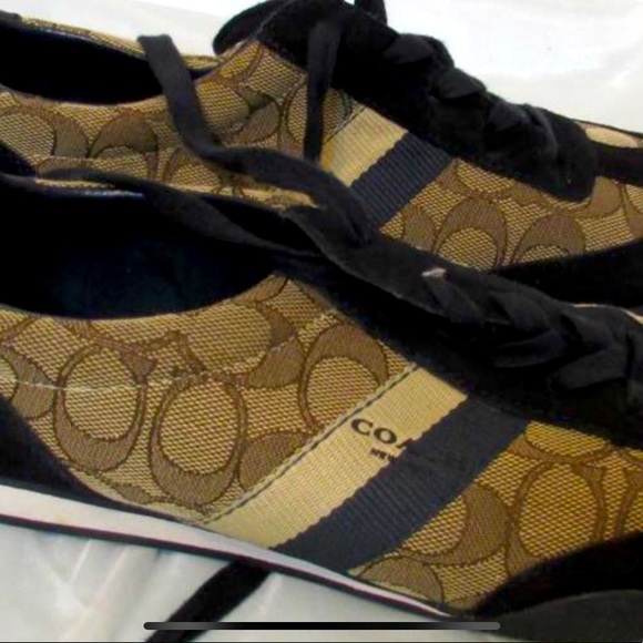Coach | Shoes | Coach Monogram Blue And Tan Sneaker Shoe Size 7 | Poshmark